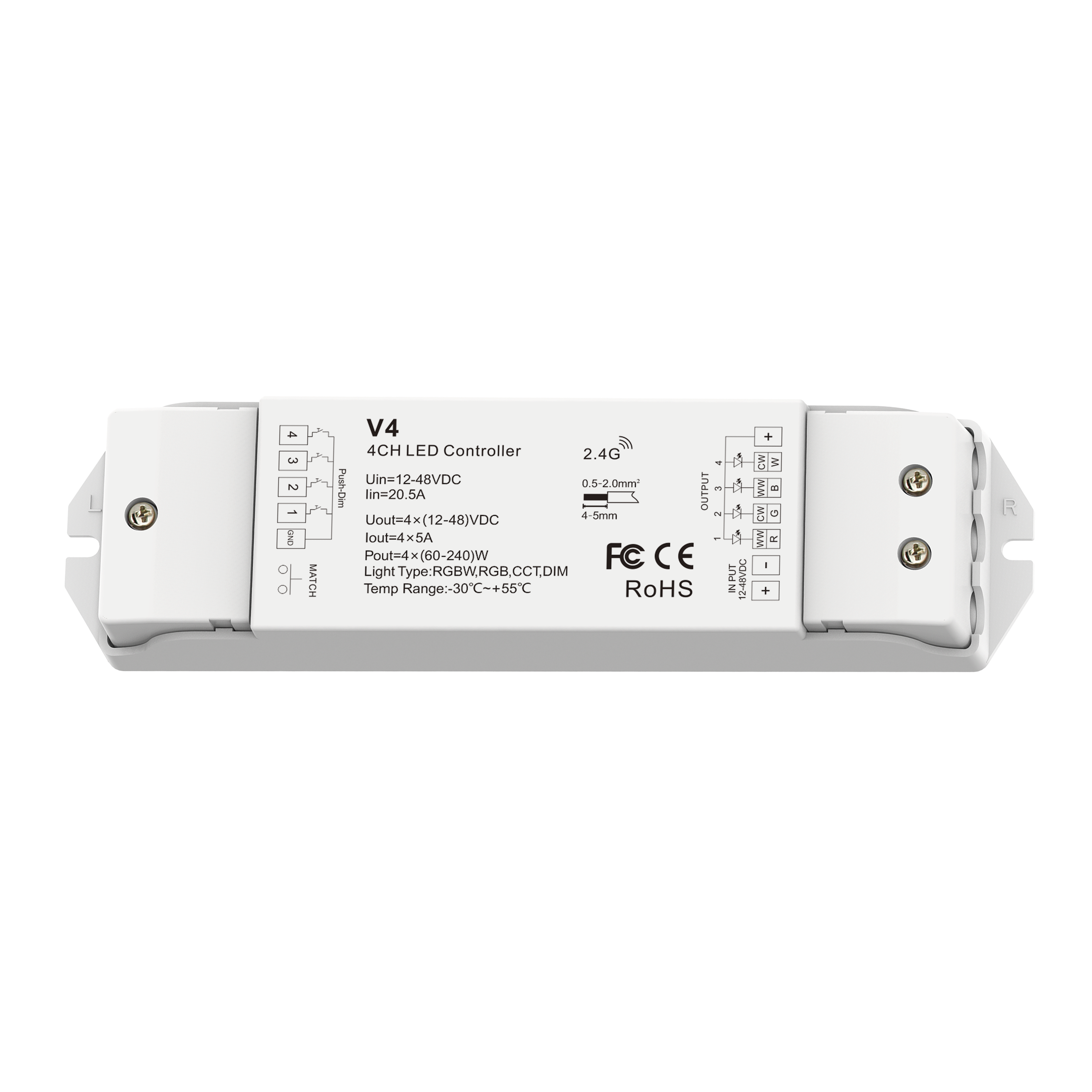 LED RGB/RGBW Controller 4CH 4*5A V4 Constant Voltage | Optonica LED