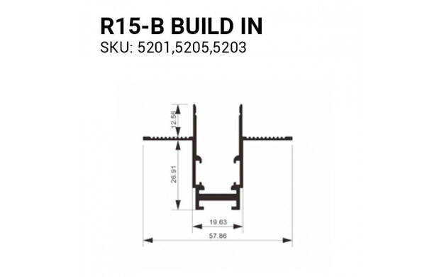 Track System Three-Phase R15B Build-in - Black | Optonica LED
