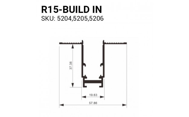 Track System Three-Phase R15 Build-in - Black | Optonica LED
